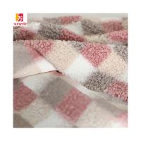 China Plaid Printed Sherpa Fleece Fabric 300gsm For Upholstery Hometextile Handbag for sale