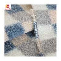 China 200gsm Plaid Printed Sherpa Lined Fleece Fabric 100% Polyester for sale