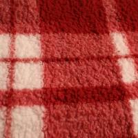 China Grid Pattern Printed Red Velveteen Fabric 250gsm For Bathrobe for sale