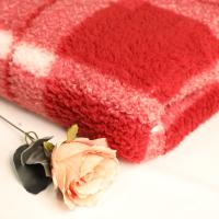China Grid Pattern Printed Red Velveteen Fabric 250gsm For Bathrobe for sale