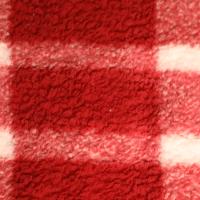 China Grid Pattern Printed Red Velveteen Fabric 250gsm For Bathrobe for sale