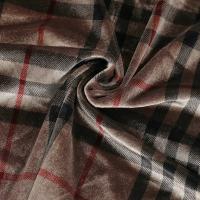 China Coffee Color Plaid Patterned Velvet Fabric 240gsm For Pillowslip Curtain Pants for sale