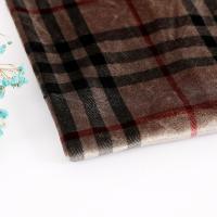 China Coffee Color Plaid Patterned Velvet Fabric 240gsm For Pillowslip Curtain Pants for sale