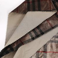 China Coffee Color Plaid Patterned Velvet Fabric 240gsm For Pillowslip Curtain Pants for sale