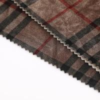 China Coffee Color Plaid Patterned Velvet Fabric 240gsm For Pillowslip Curtain Pants for sale