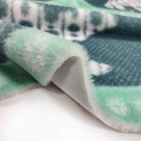 China Printed Rabbit Plush Green Fake Fur Material 330gsm 150D for sale