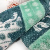 China Printed Rabbit Plush Green Fake Fur Material 330gsm 150D for sale