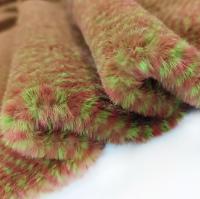 China Plaid Printed Brown Faux Fur Fabric 350gsm Thermal Long Pile For Balnkets Toys for sale