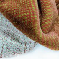 China Plaid Printed Brown Faux Fur Fabric 350gsm Thermal Long Pile For Balnkets Toys for sale