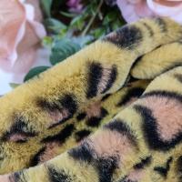China Leopard Printed Rabbit Fur Material 320gsm 150D 288F for sale