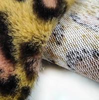 China Leopard Printed Rabbit Fur Material 320gsm 150D 288F for sale
