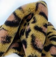 China Leopard Printed Rabbit Fur Material 320gsm 150D 288F for sale