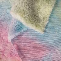 China Tie Dyed Gradient Artificial Fur Fabric Rabbit For Clothes Toy Handbag Upholstery for sale