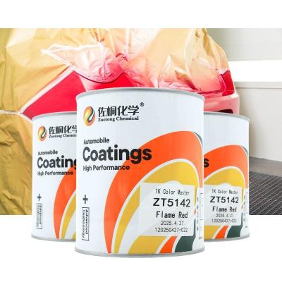 China Automotive Base Coat Vibrant Powerful Red 1L High Coverage Flame Red Car Refinishing for sale
