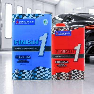 China Sherwin-Williams Finish 1 F1C2180A VOC High Gloss 2K Automotive Clear Coat with F1H3020A Standard Hardener for sale
