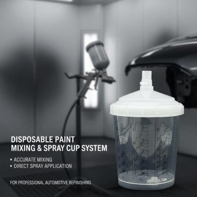 China Disposable Paint Mixing Spray Cup System with Ratio Scales for Automotive Refinish Spray Gun Painting for sale