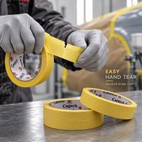 China Standard Yellow Crepe Paper Masking Tape for Automotive Refinishing 60°C for sale