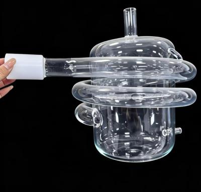 China Transparent Spiral Quartz Glass Tube Condenser Coils Laboratory Acid Collection Bottle for sale