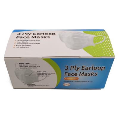 China Soft Disposable Medical PPE Disposable 3 Ply Face Mask With Elastic Earloop for sale