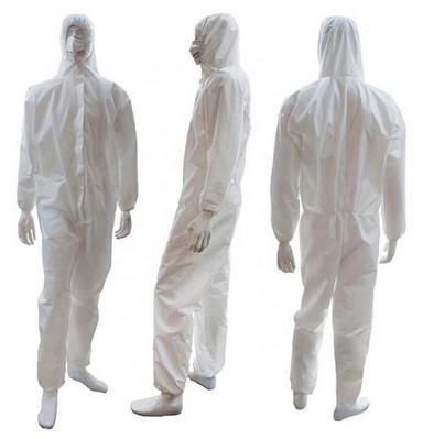 China SMS Hooded Disposable Protective Suit With Elastic Wrist / Ankle / Waist for sale