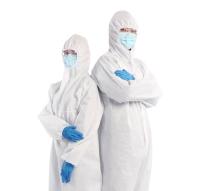 China SMS Material White Disposable Protective Suit Isolation Gown Full Body for sale