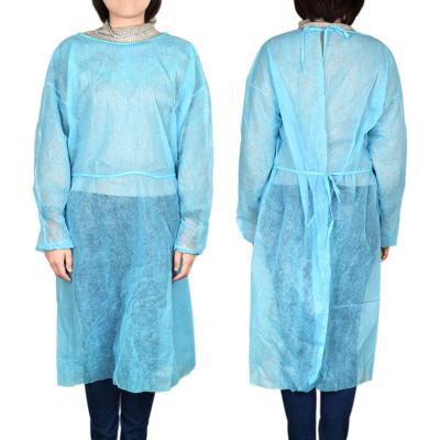 China PP 22gsm Disposable Isolation Gown Elastic Cuff With Long Sleeve Gown for sale