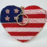 China Factory custom beaded flag coin purse, vintage beaded small purses, Women's International Country Flag Beaded Coin Purse for sale