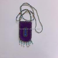China Factory custom Beaded Velvet Purse Pouch with elaborate beads, Hand Made Beaded Velvet Coin Purses, Velvet Porceleain Bead Pouch for sale