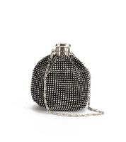 China Factory custom Wholesale Perfume bottle Shape Drawstring Evening Bag Women Elegant Full Rhinestone Soft Makeup Shoulder Bags for sale