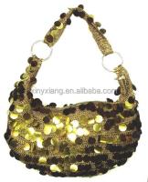 China Factory custom Hand Knitted Sequin Hobo Bag Purse Handbag, Sequins crochet handmade bag crocheted bag for sale