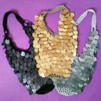 China Factory custom Hand Knitted Sequin Hobo Bag Purse Handbag, Sequins crochet handmade bag crocheted bag for sale