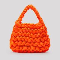 China Factory custom Satin Mini Tote Bag, Ribbon Hand Crocheted Handbag, Hand-Knitted Stud Totes for sale