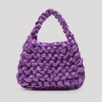China Factory custom Satin Mini Tote Bag, Ribbon Hand Crocheted Handbag, Hand-Knitted Stud Totes for sale