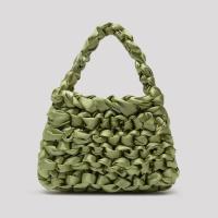 China Factory custom Satin Mini Tote Bag, Ribbon Hand Crocheted Handbag, Hand-Knitted Stud Totes for sale