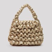 China Factory custom Satin Mini Tote Bag, Ribbon Hand Crocheted Handbag, Hand-Knitted Stud Totes for sale