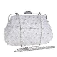 China Factory Wholesale Diamond Buckle Rose Sweet Pearl Beaded Prom Evening Handbag Wedding Bag Party Clutch for sale