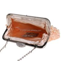 China Factory Wholesale Diamond Buckle Rose Sweet Pearl Beaded Prom Evening Handbag Wedding Bag Party Clutch for sale