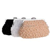 China Factory Wholesale Diamond Buckle Rose Sweet Pearl Beaded Prom Evening Handbag Wedding Bag Party Clutch for sale