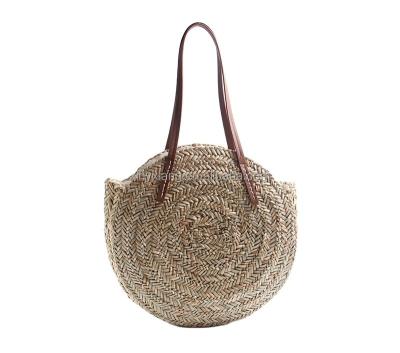 China Factory custom Natural Plaited Water Hyacinth Round Bag, Water Hyacinth Hand Weaved Bags, Woven Rattan Straw Shoulder Bag for sale