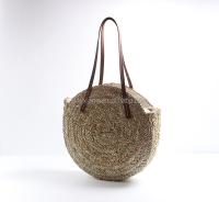 China Factory custom Natural Plaited Water Hyacinth Round Bag, Water Hyacinth Hand Weaved Bags, Woven Rattan Straw Shoulder Bag for sale