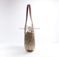 China Factory custom Natural Plaited Water Hyacinth Round Bag, Water Hyacinth Hand Weaved Bags, Woven Rattan Straw Shoulder Bag for sale