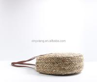 China Factory custom Natural Plaited Water Hyacinth Round Bag, Water Hyacinth Hand Weaved Bags, Woven Rattan Straw Shoulder Bag for sale