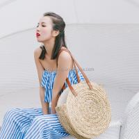 China Factory custom Natural Plaited Water Hyacinth Round Bag, Water Hyacinth Hand Weaved Bags, Woven Rattan Straw Shoulder Bag for sale