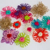 China Factory custom Handmade Raffia Flowers | Artificial Flowers | Fake flower, Raffia woven Patches, hand crocheted riffia flower for sale