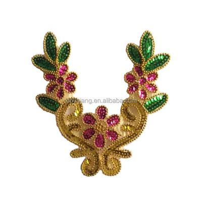 China Factory Wholesale Beaded Sequin Applique, Beaded Sequin Embroidered Appliques Sewing/Costume/Crafts/Victorian/Bridal for sale