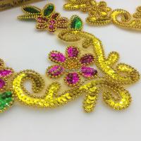 China Factory Wholesale Beaded Sequin Applique Patch, Bridal Trims, Sequin/Beaded/Pearl/Rhinestone Applique (Flower) for sale