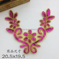 China Factory Wholesale Beaded Sequin Applique Patch, Bridal Trims, Sequin/Beaded/Pearl/Rhinestone Applique (Flower) for sale