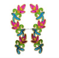 China Factory Wholesale Beaded Sequin Applique Patch, Bridal Trims, Sequin/Beaded/Pearl/Rhinestone Applique (Flower) for sale