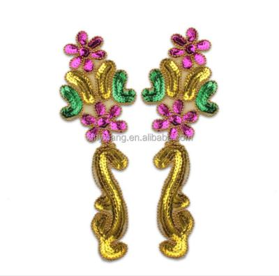 China Factory Wholesale Beaded Sequin Flower Applique, Fashion Appliques & Trims, Sequin Applique Beaded Patch Motif Self Adhesive for sale