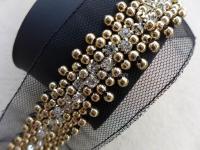 China Factory Wholesale Beaded Lace Trim, Pearl Beaded Trim Beaded Lace for Wedding Belt, Headbands, Sashes, Bridal Gown Sash for sale